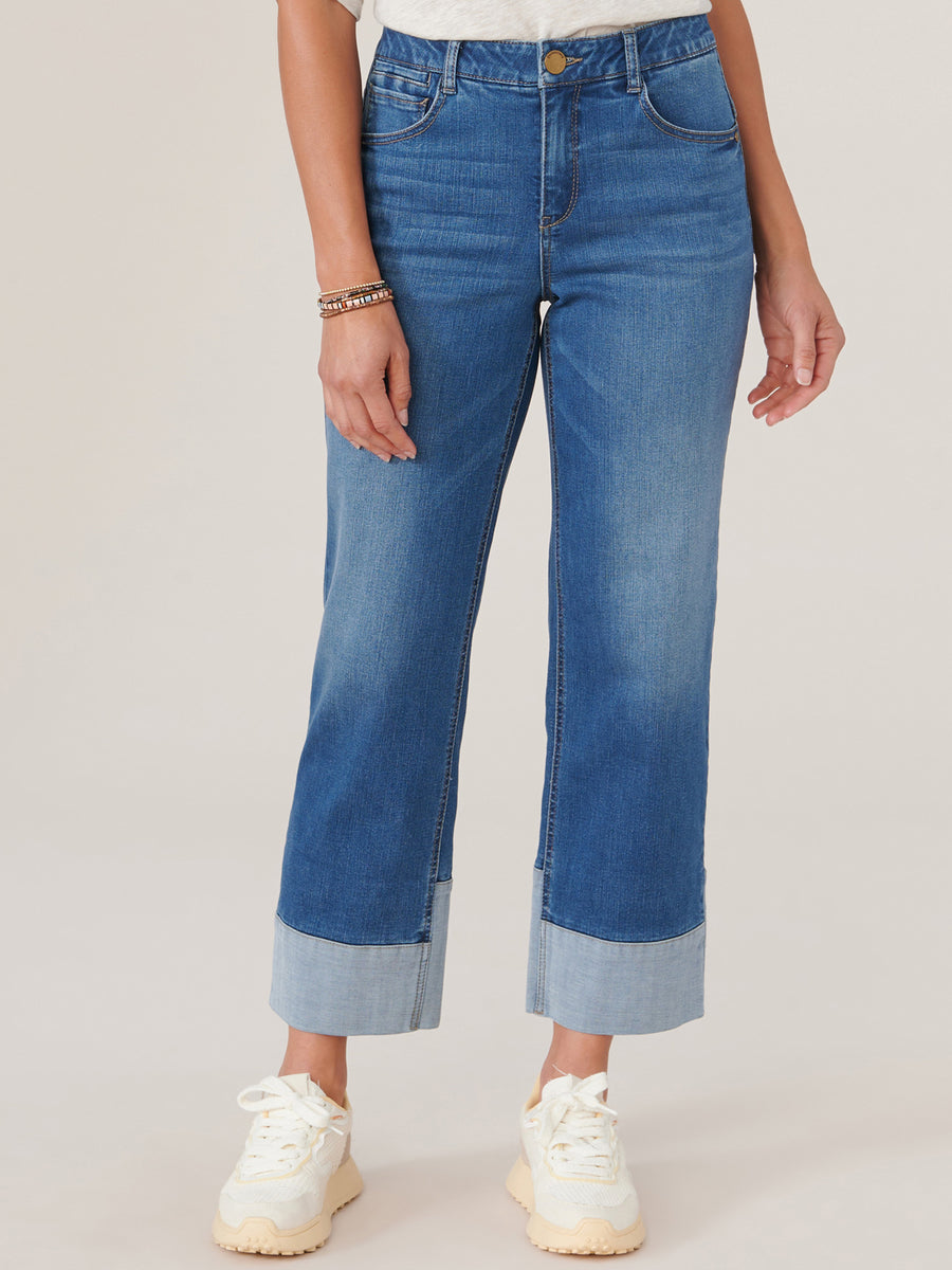 "Ab"solution® High Rise Round Up Boyfriend Jean with Reverse Fixed Cuf ...