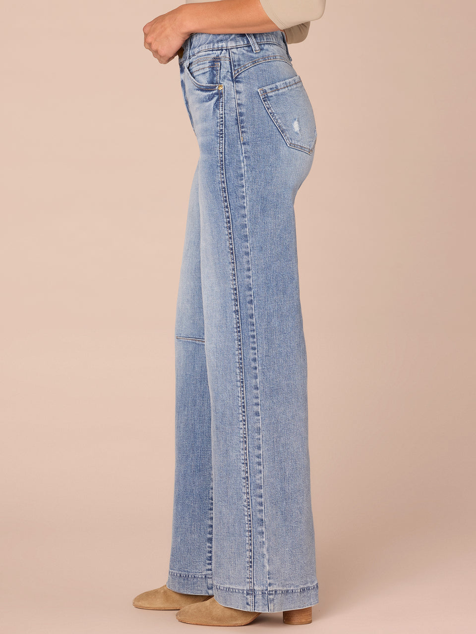 "Ab"solution® Skyrise Round Up Wide Leg Jeans with Double Side Seam ...