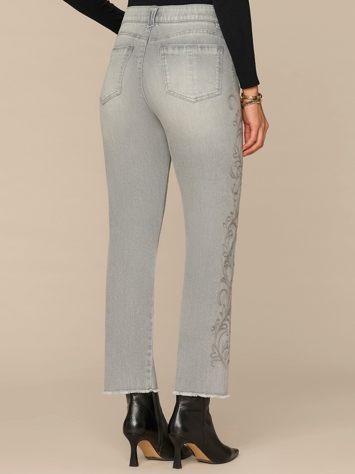 "Ab"solution® High Rise Embroidered Slim Straight Plus Size Jeans ...